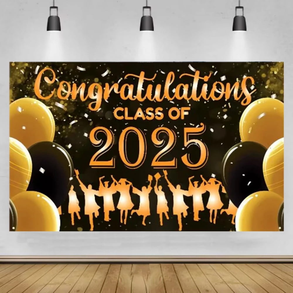6*4FT Graduation Season Photography Background Banner Gold Blue ...