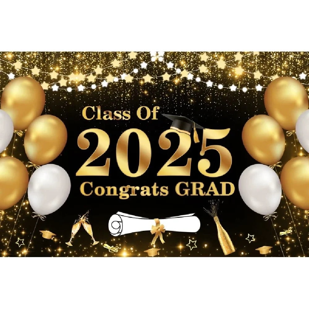 6*4FT Graduation Season Photography Background Banner Gold Blue ...