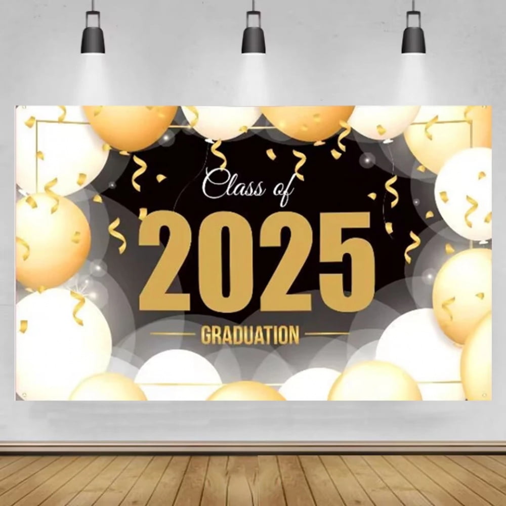6*4FT Graduation Season Photography Background Banner Gold Blue ...