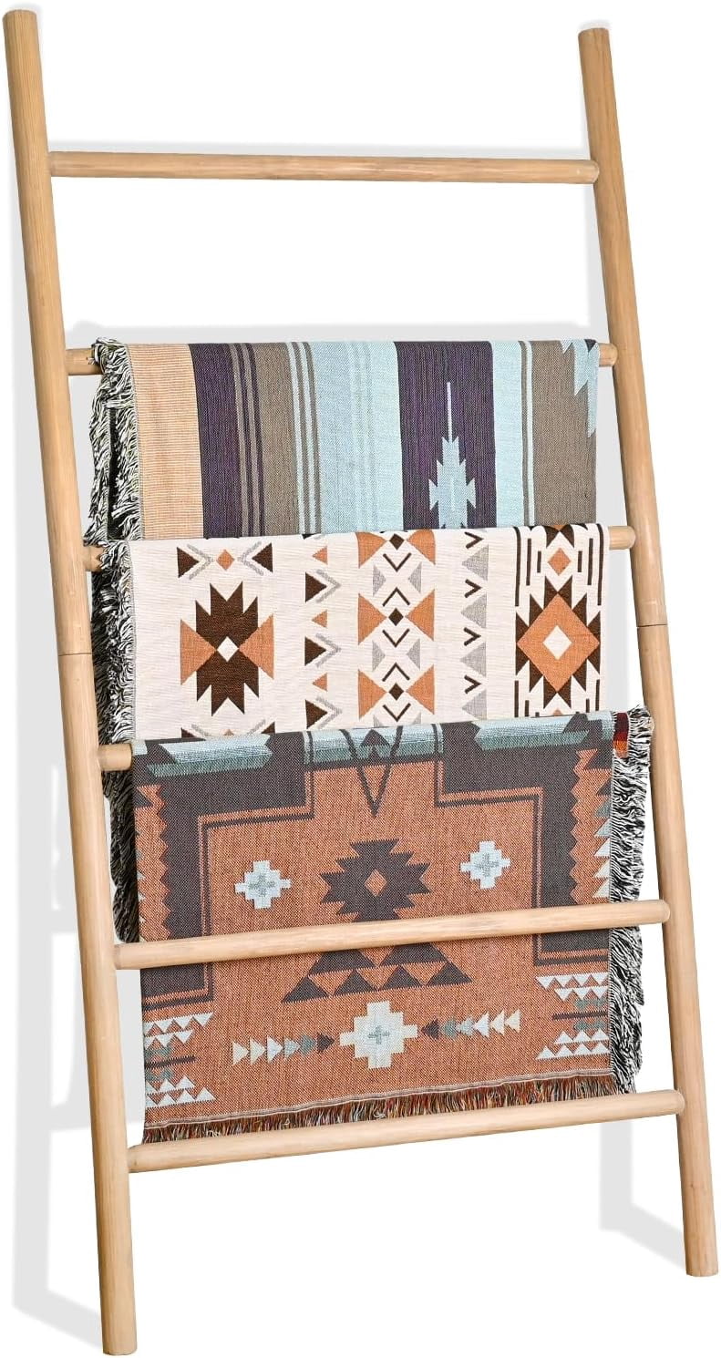 6.4ft Extra Wide Wood Blanket Ladder Living Room Decorative Wall ...