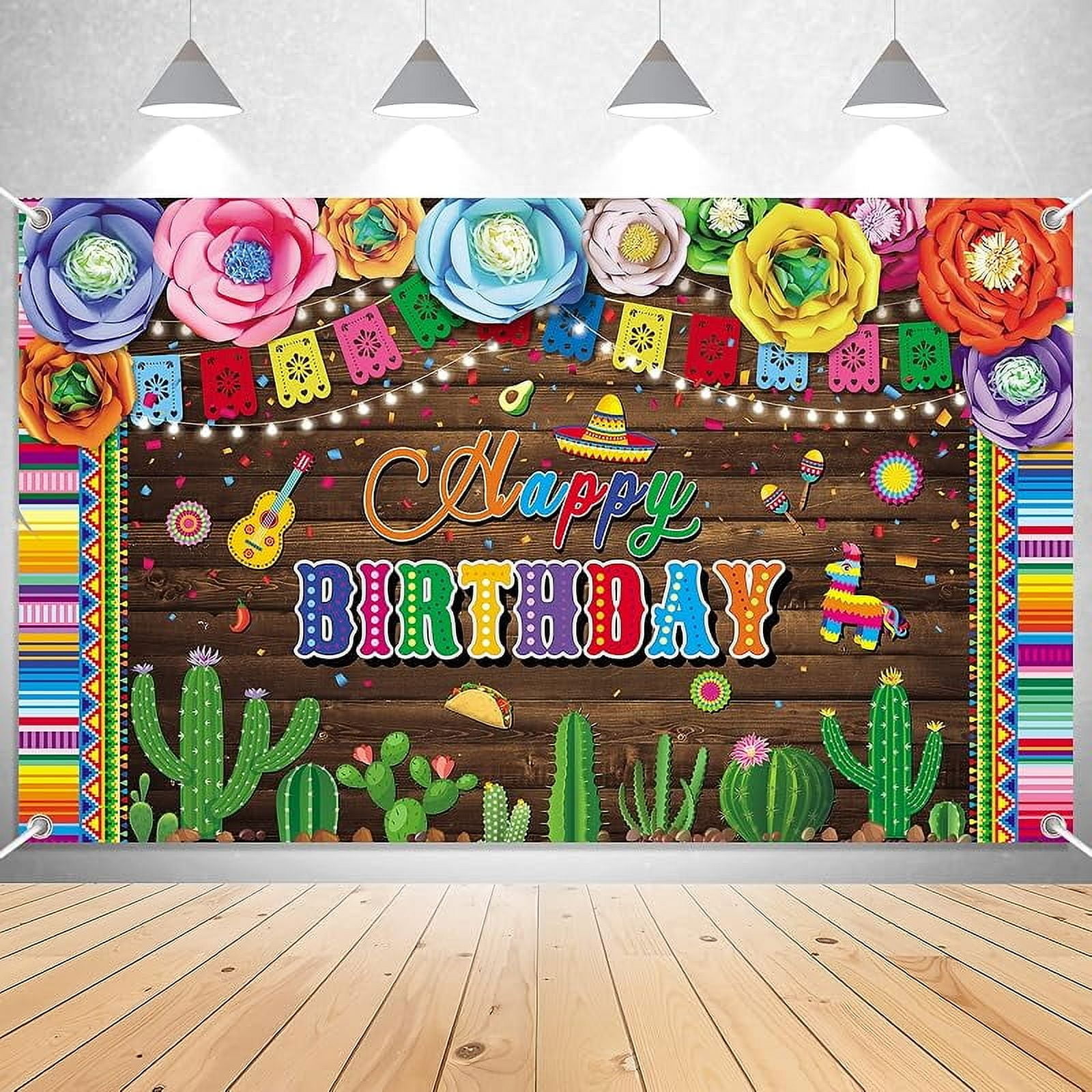6 * 4ft Mexican Happy Birthday Backdrop - Mexican Themed Fiesta ...