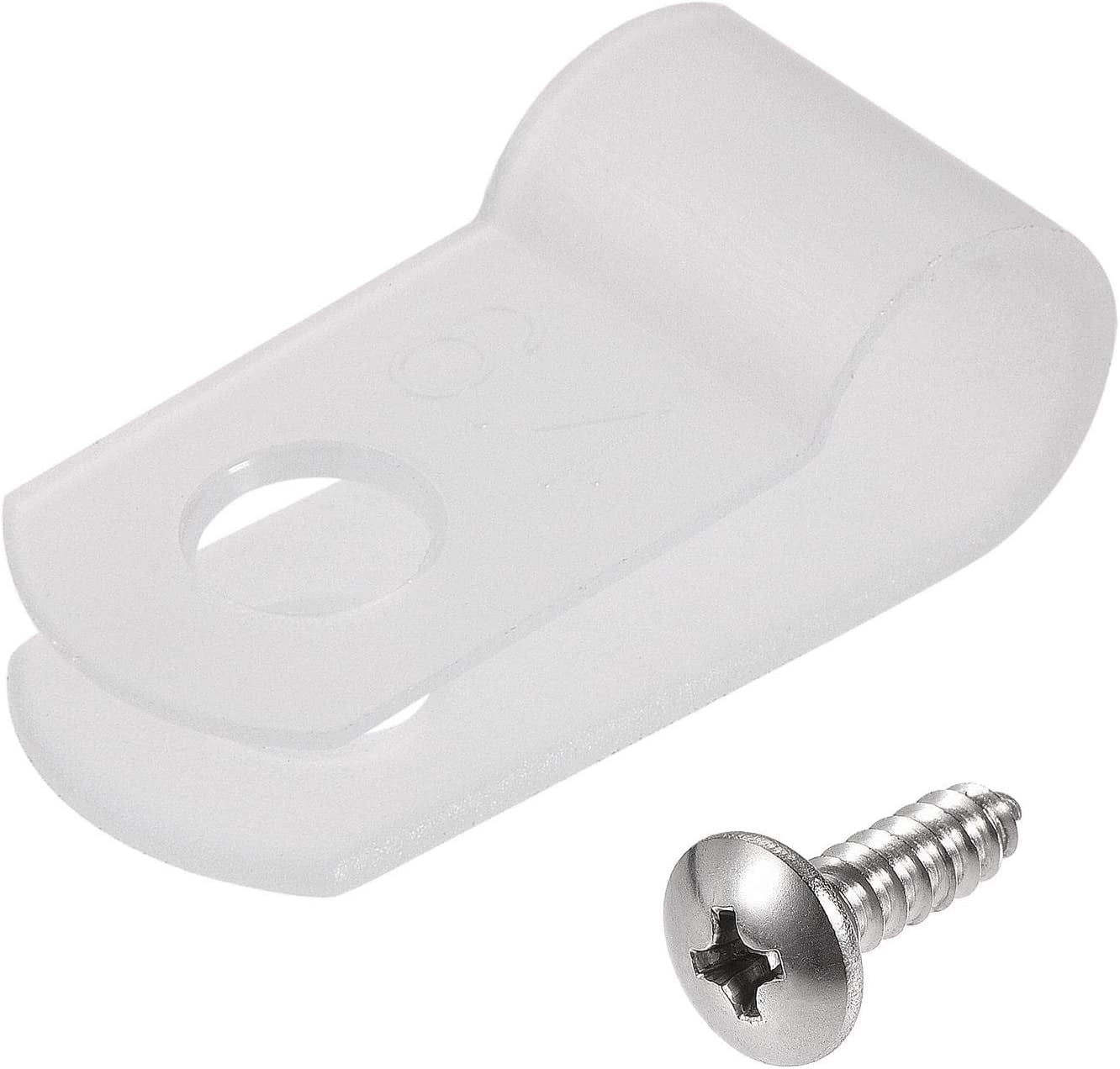 6.4mm Nylon R Type Cable Clip Wire Clamp with Screws White 50pcs ...