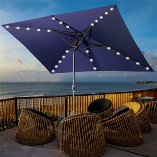 CozyHom 10*6.5 ft Outdoor Patio Rectangle Beach Umbrella with Stand ...
