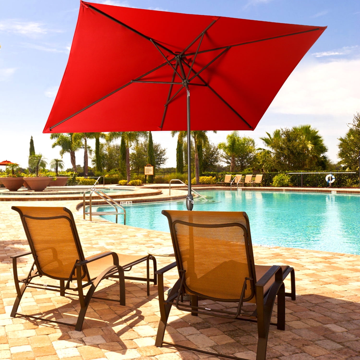 Superjoe 6.5×10ft Rectangular Patio Umbrella Outdoor Market Table ...