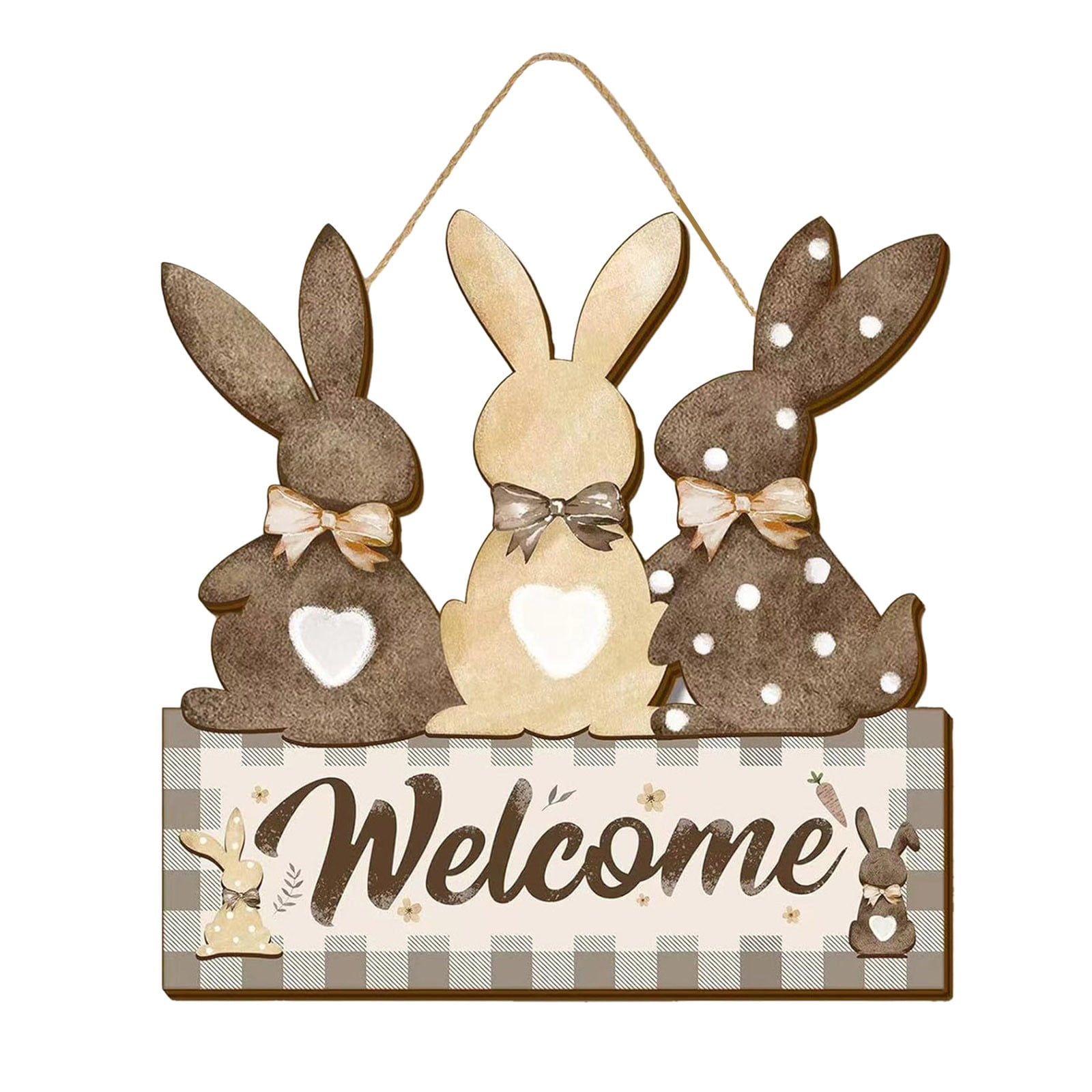 6/5/4/3/2/1PCS Easter Welcome Wreath Cute Bunny Happy Easter Signs For ...