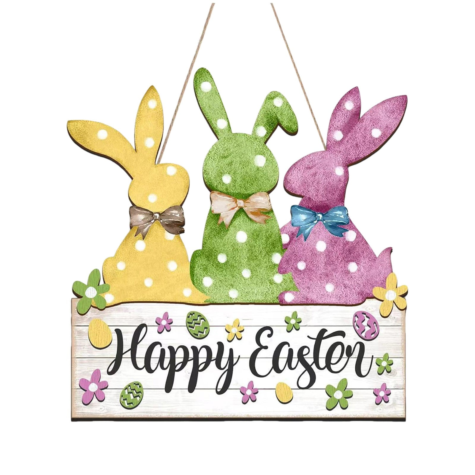 6/5/4/3/2/1PCS Easter Welcome Wreath Cute Bunny Happy Easter Signs For ...