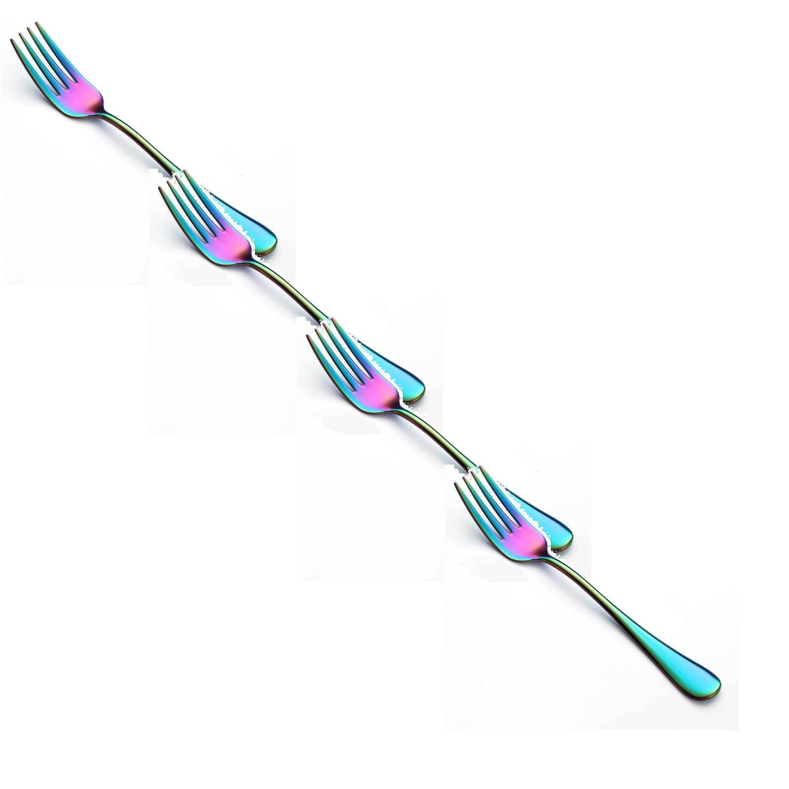 6/5/4/3/2/1pcs Colored Salad forks, Small Dinner forks 7.17-In Rainbow ...