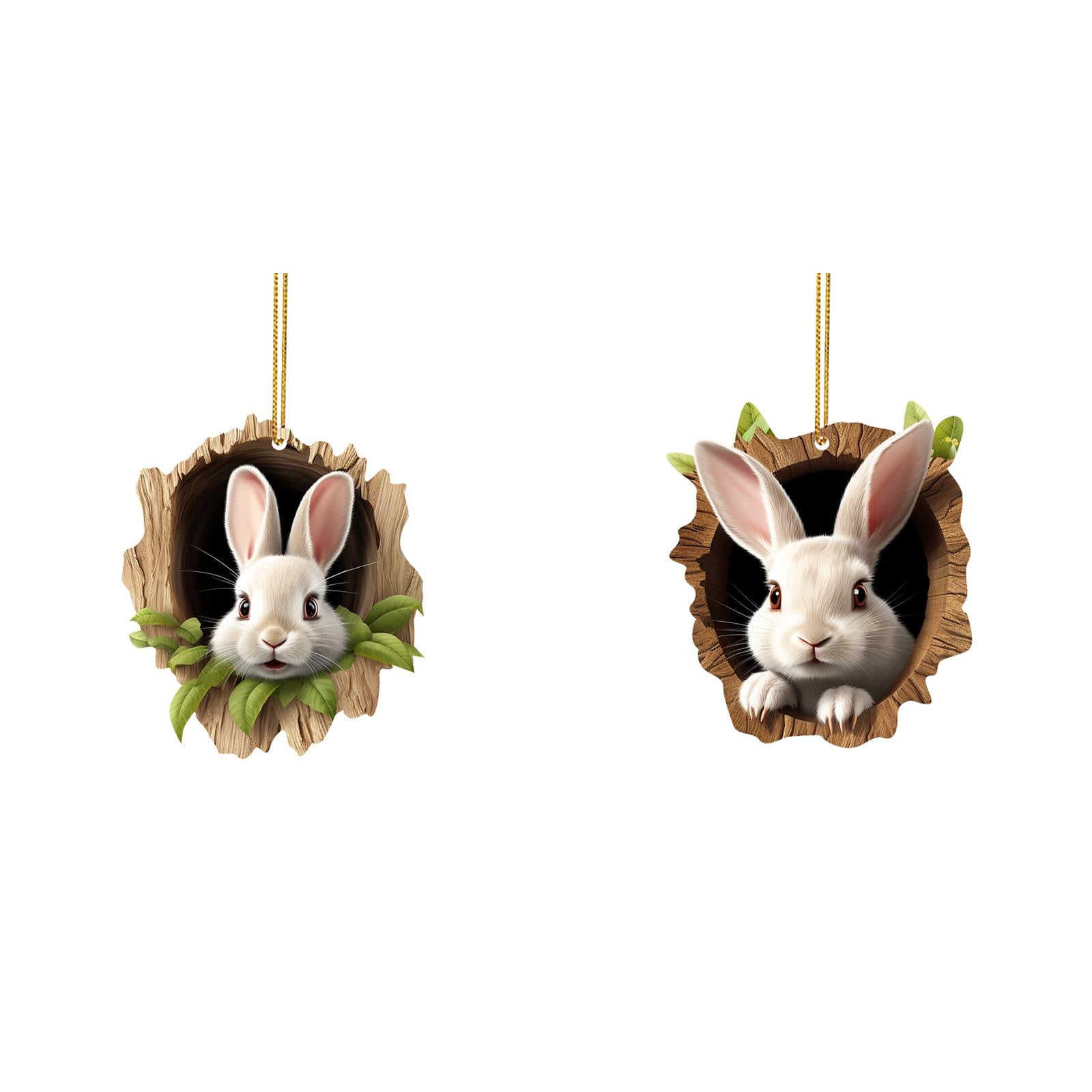 6/5/4/3/2/1pcs Easter Bunny Tree Hole Acrylic Pendant 2D Hanging Bunny ...