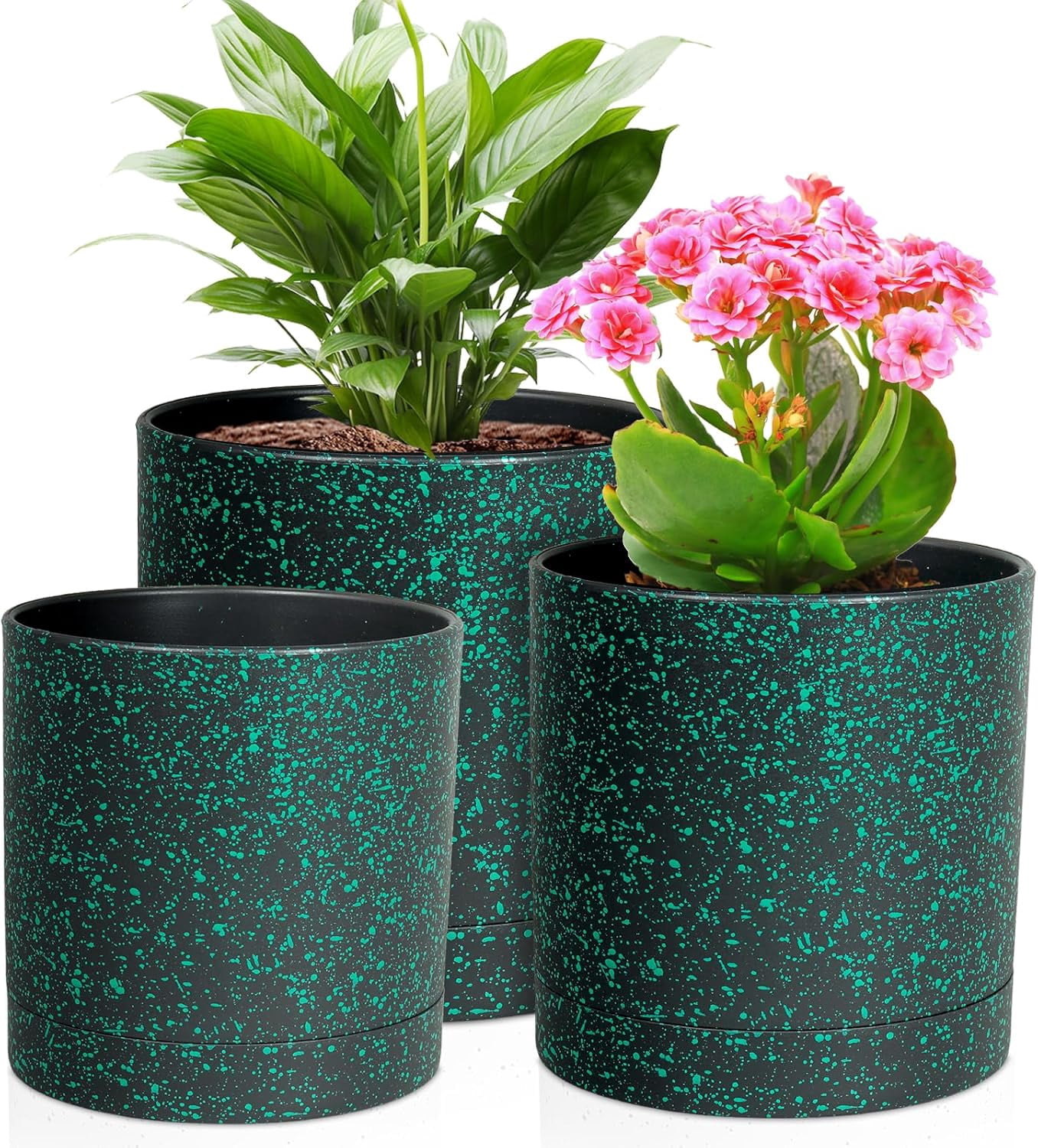 6/5/4 Inch Flower Pots, Set of Three Cylindrical Flower Pots for Small ...