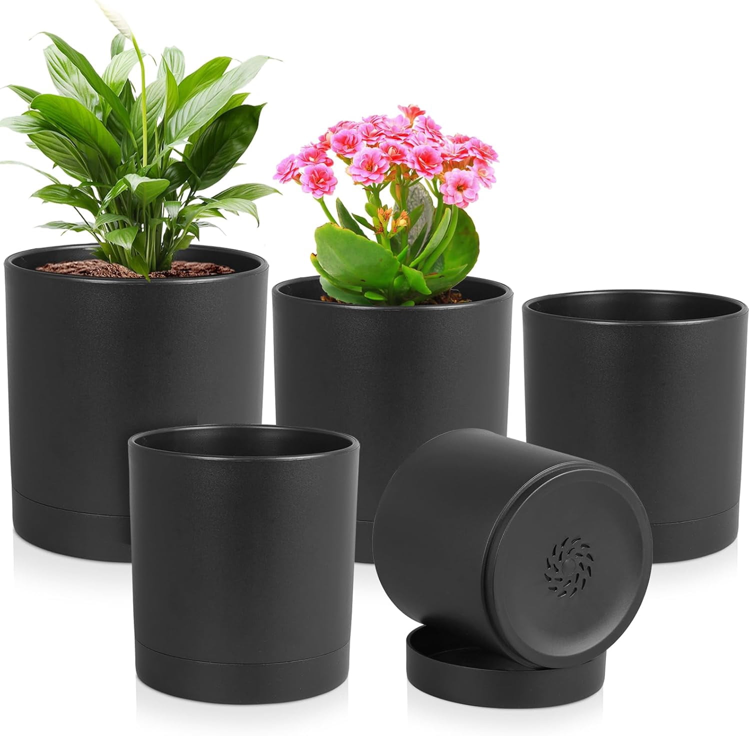 6/5/4 inch Flower Pots, Pack of 3 Cylinder Plant Pots for Small Indoor ...