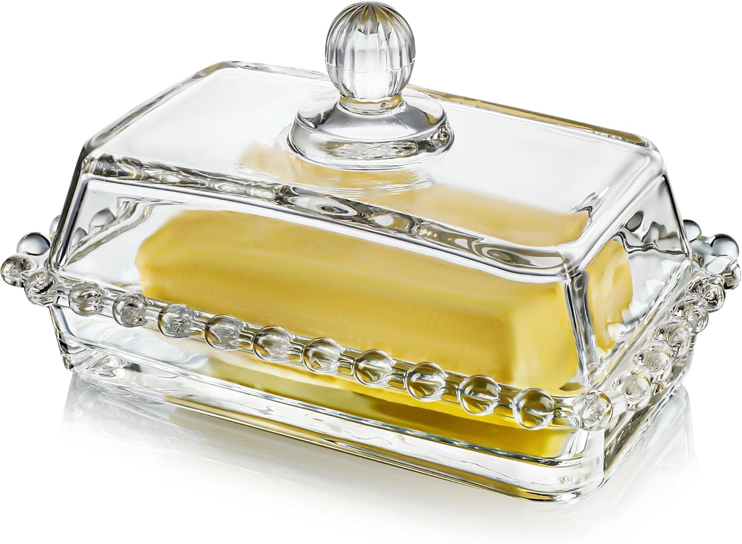 6 5 7 8 Inches Glass Butter Dish With Lid For Countertop Crystal