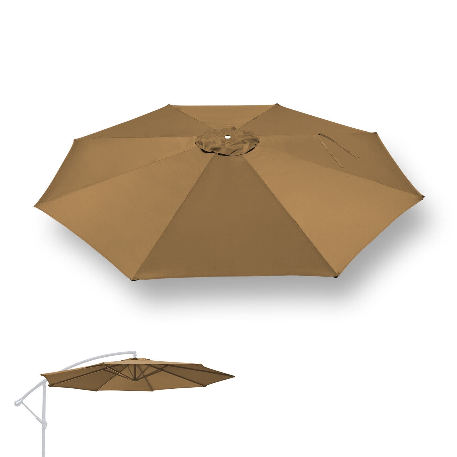 SWSMCLT 10Ft Khaki Cantilever Patio Offset Umbrella Replacement Canopy Parasol Top Cover ...
