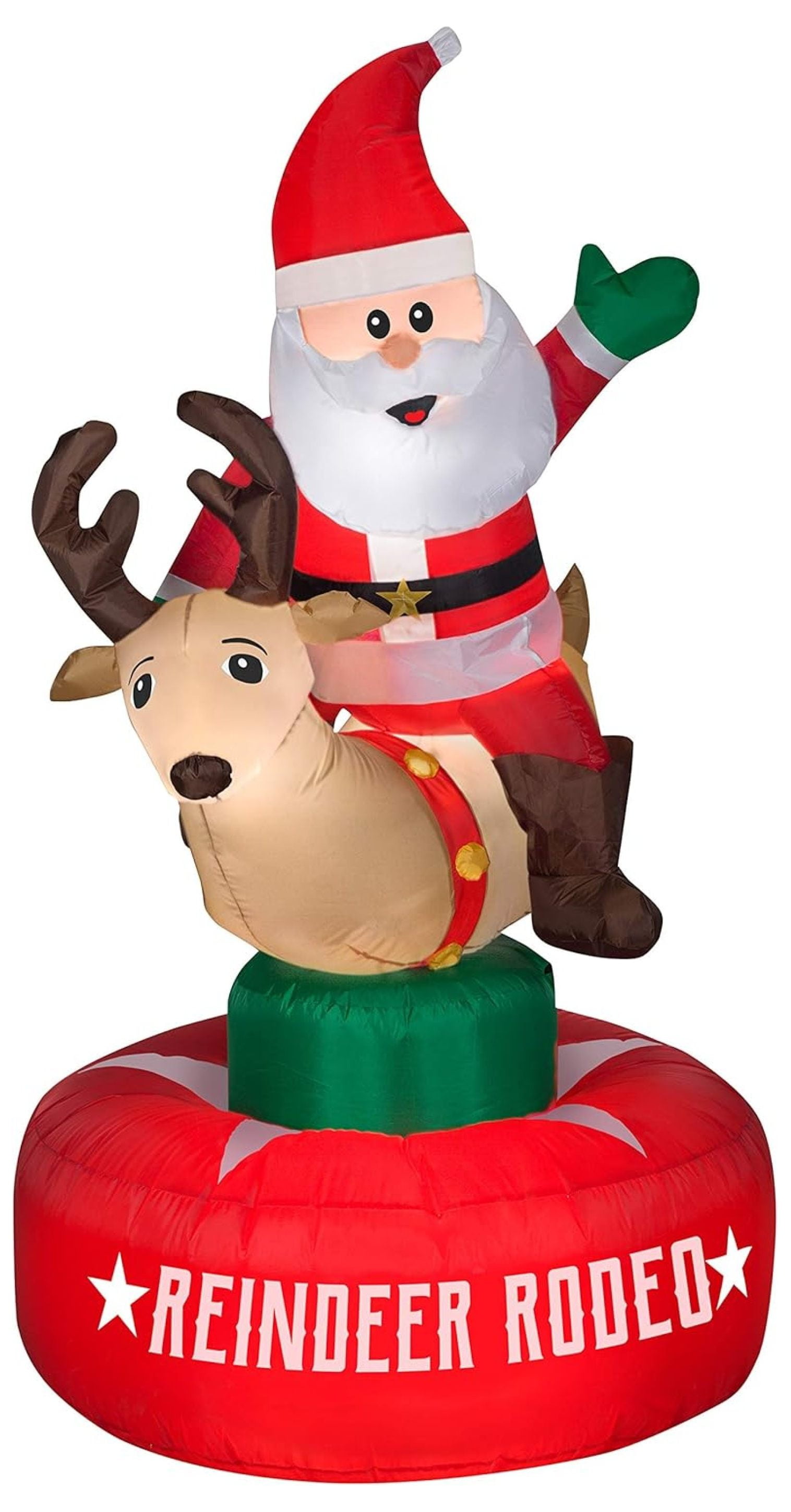 6.5' Animated Airblown Inflatable Santa & Reindeer Rodeo Scene ...