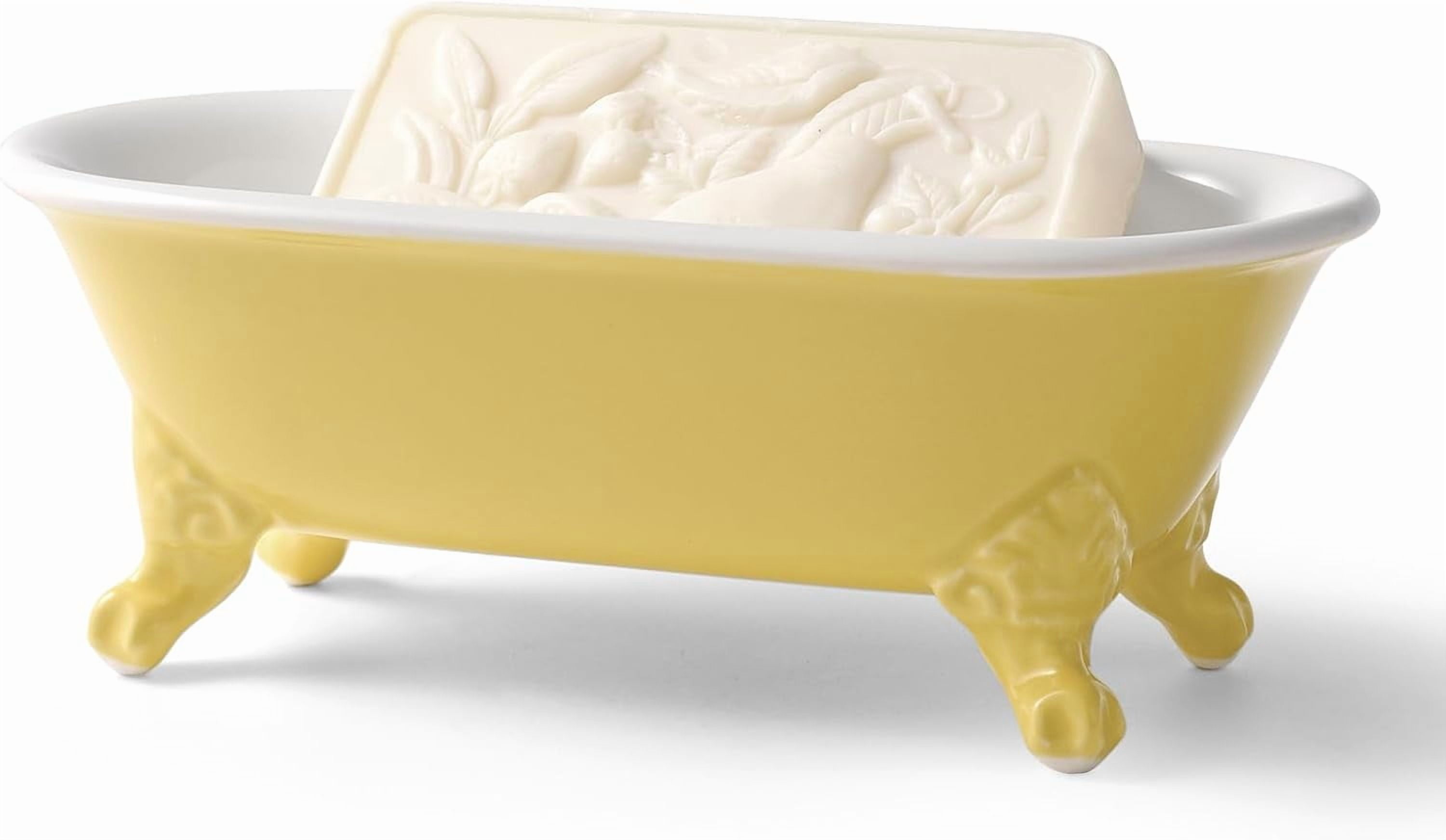 6.5" Ceramic Mini Decorative Clawfoot Bathtub Bar Soap Dish, Kitchen ...