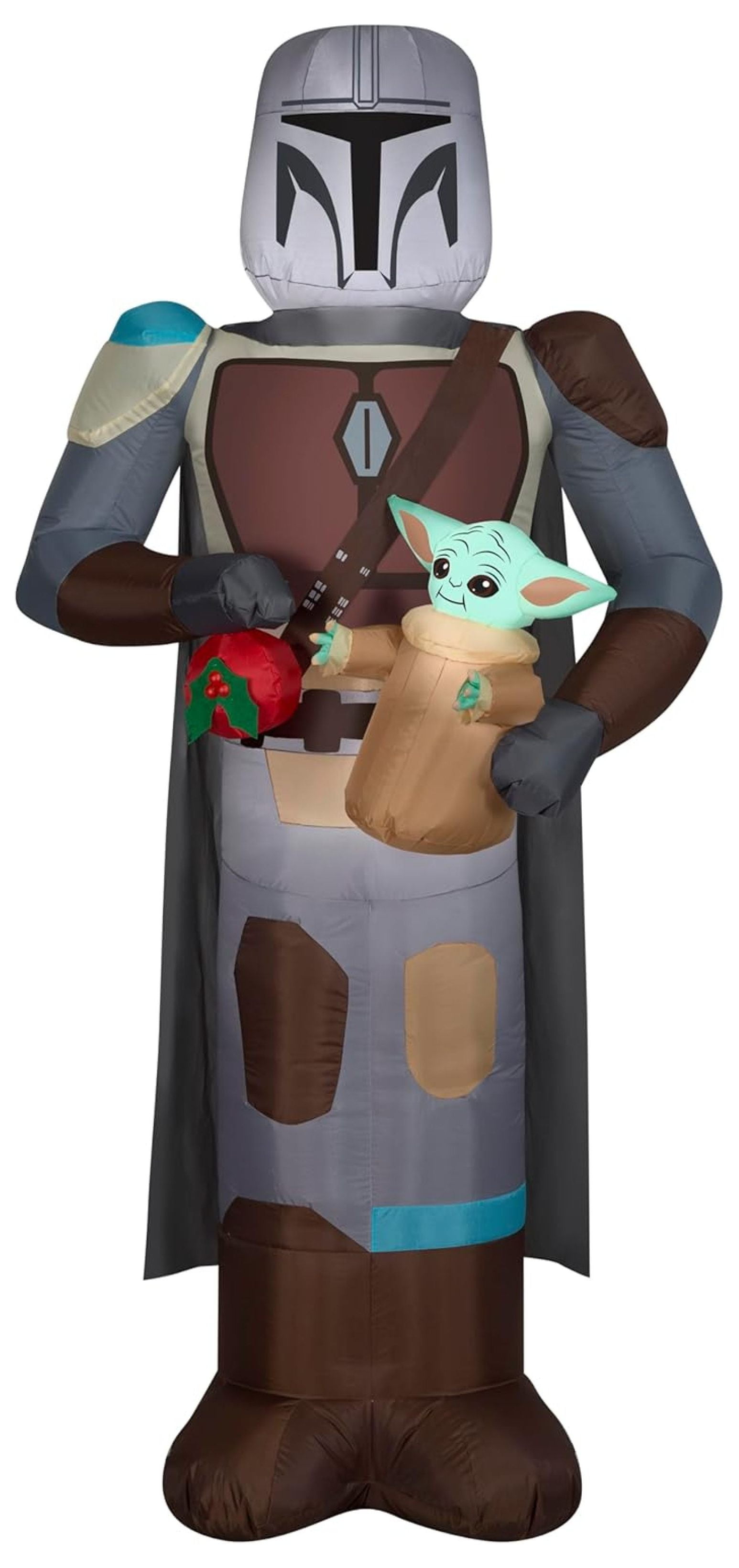 6.5' Christmas Inflatable and Yoda The Child Holding a Christmas ...