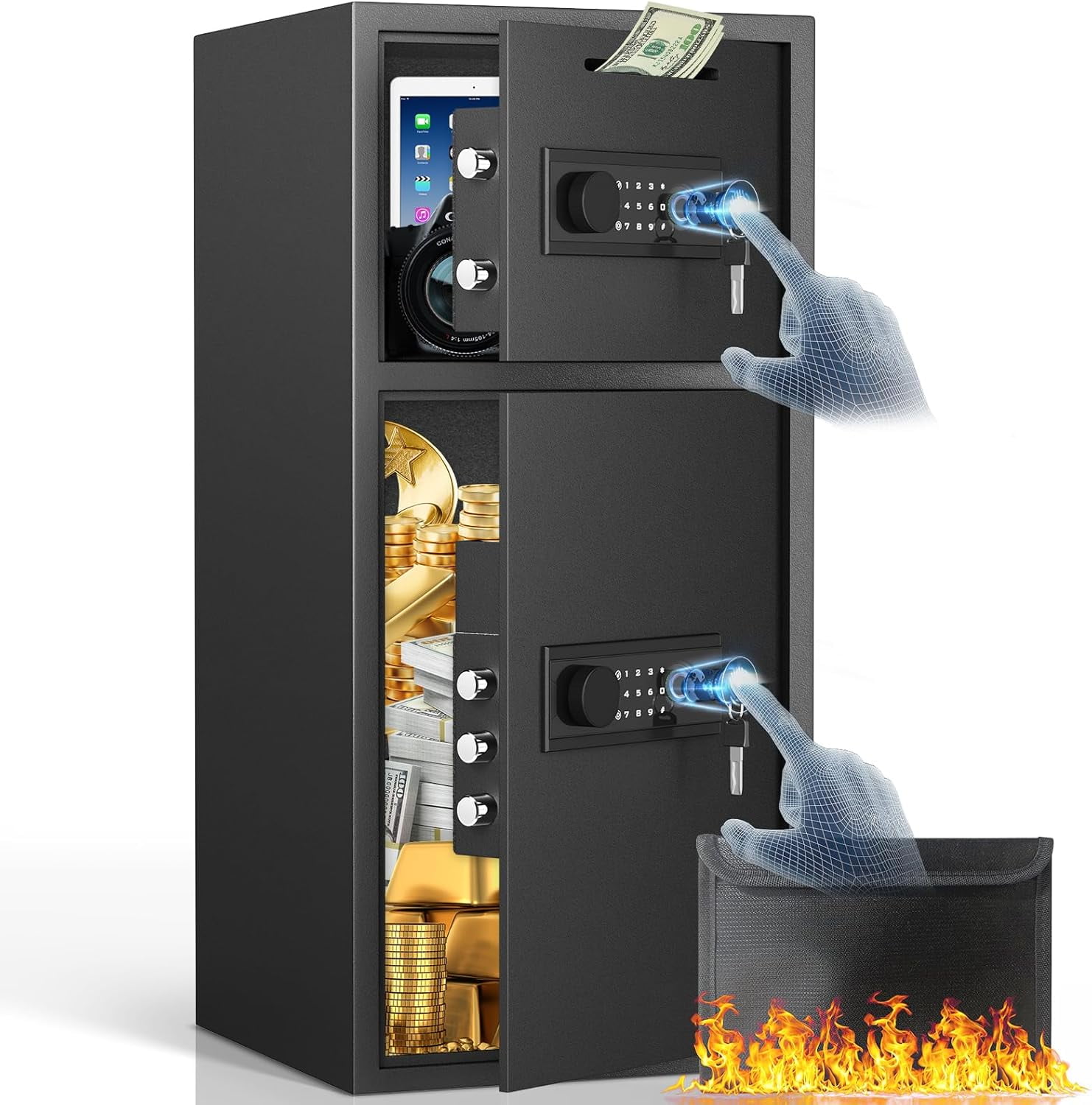 6.5 Cub Extra Large Fireproof Home Safe Box, Biometric Safe with ...