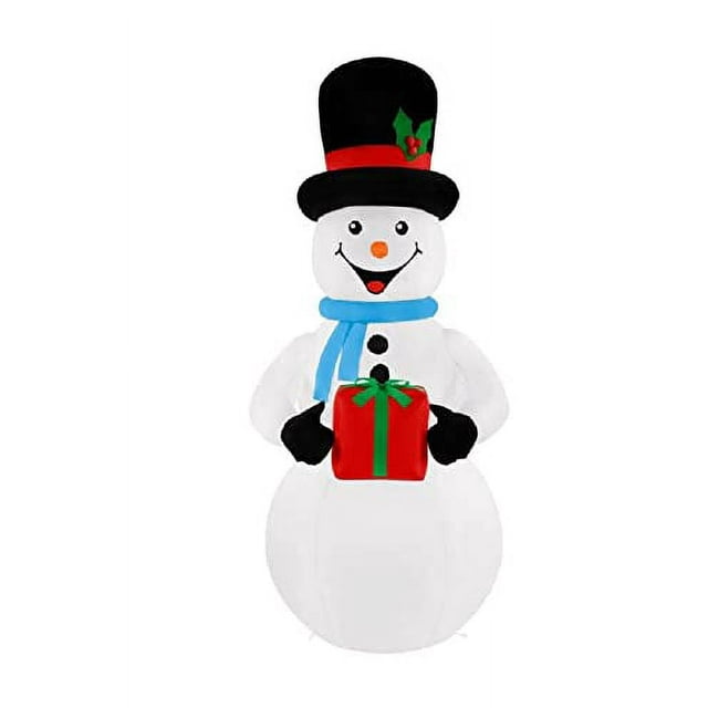 6.5 FT LED Snowman Holding a Gift Indoor Outdoor Inflatable - Walmart.com