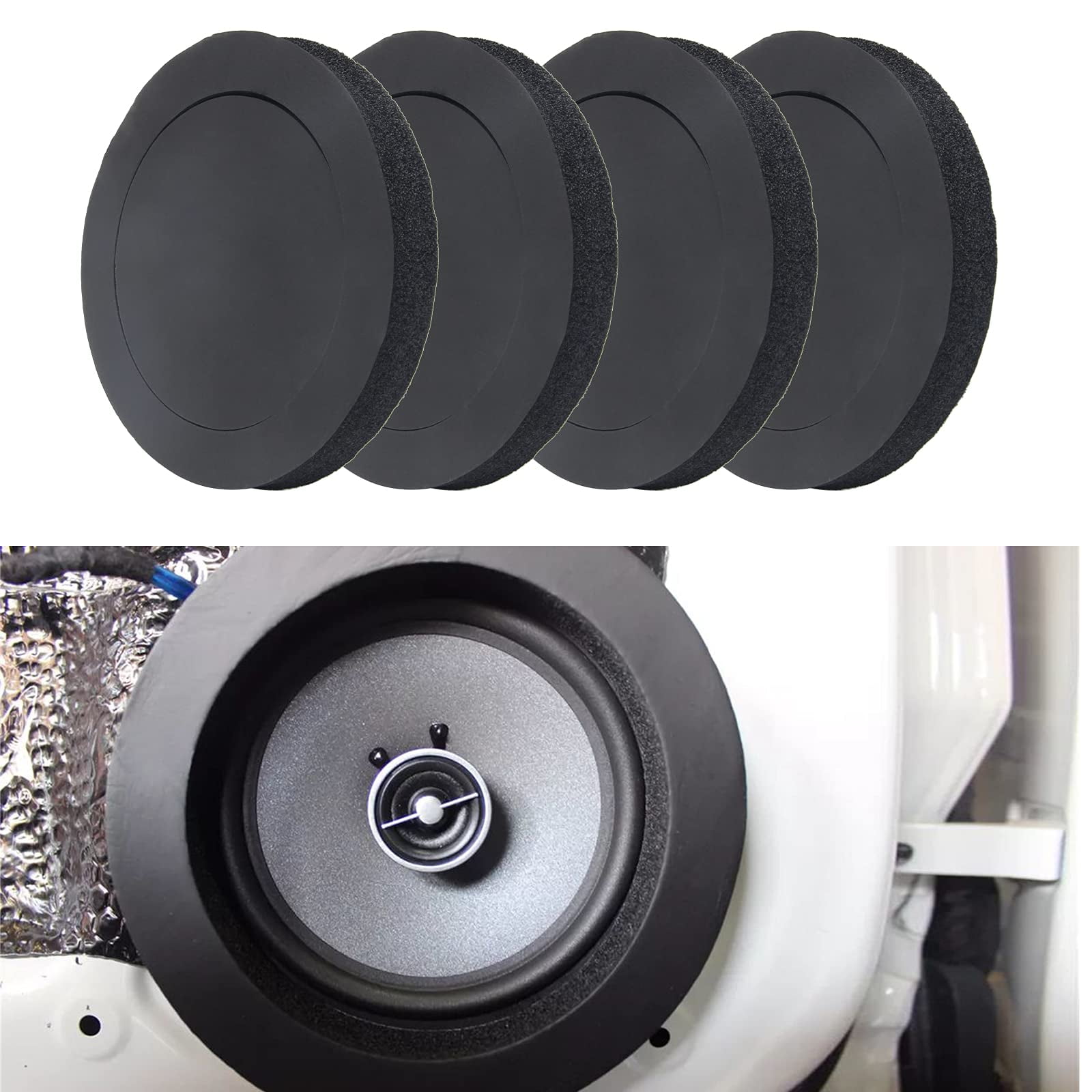 6.5" Foam Speaker Enhancer, AngleKai 4Pcs Self Adhesive Speaker Fast ...