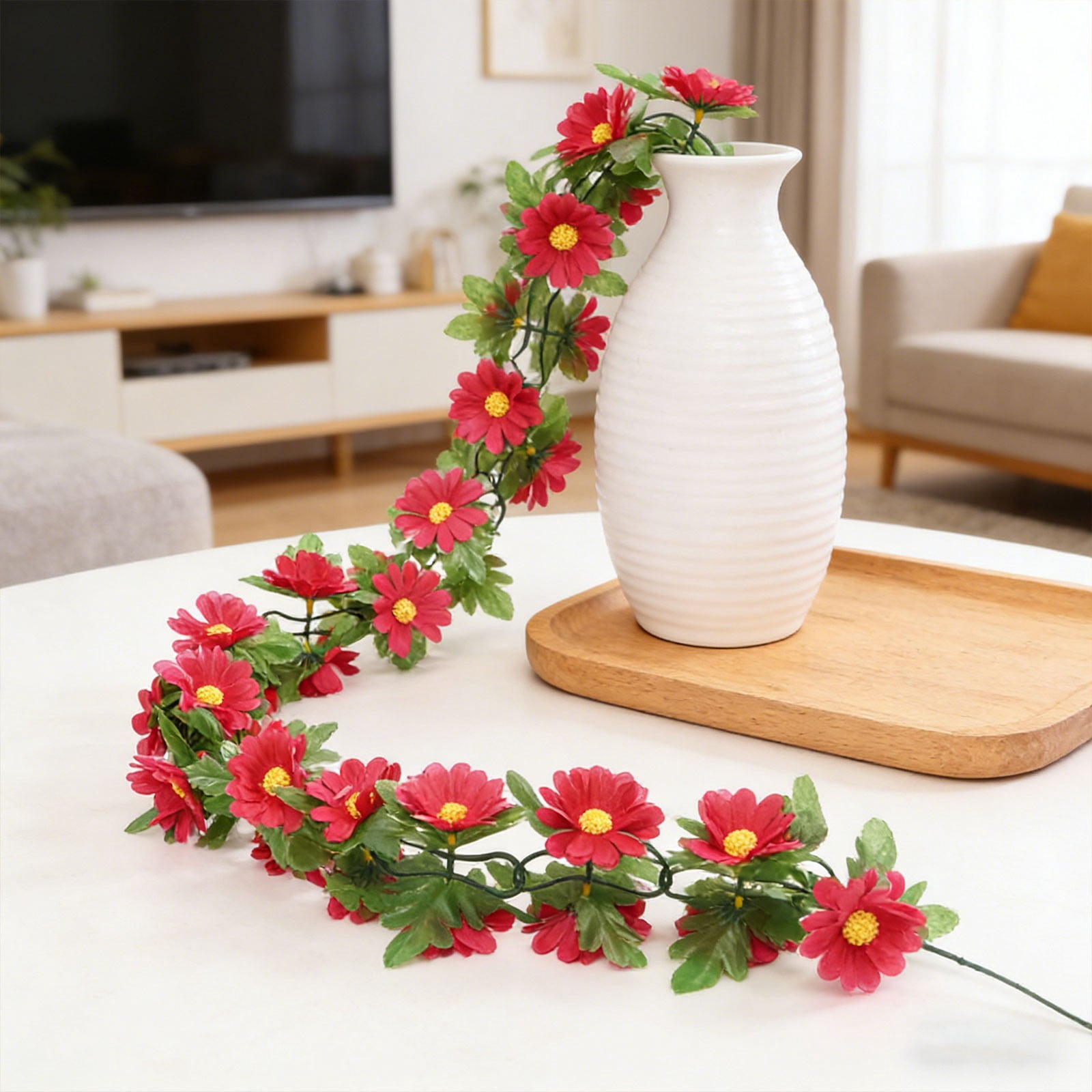 6.5 Ft, Artificial Flowers Garland, Spring Summer Decor, UV Resistant ...