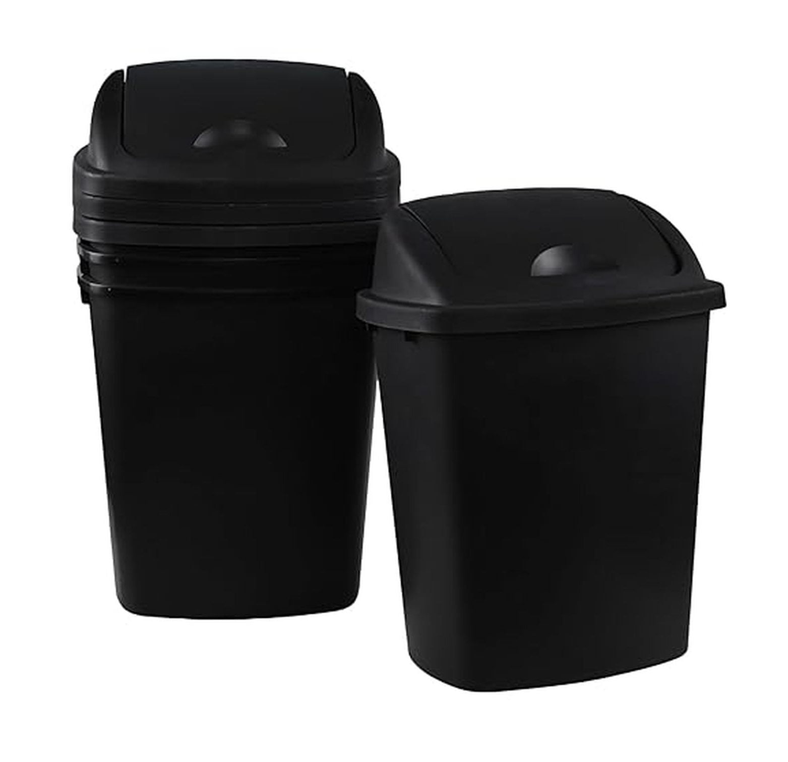 6.5 Gallon Trash Cans 4-Pack, 25L Kitchen Garbage Cans with Lid, Black ...