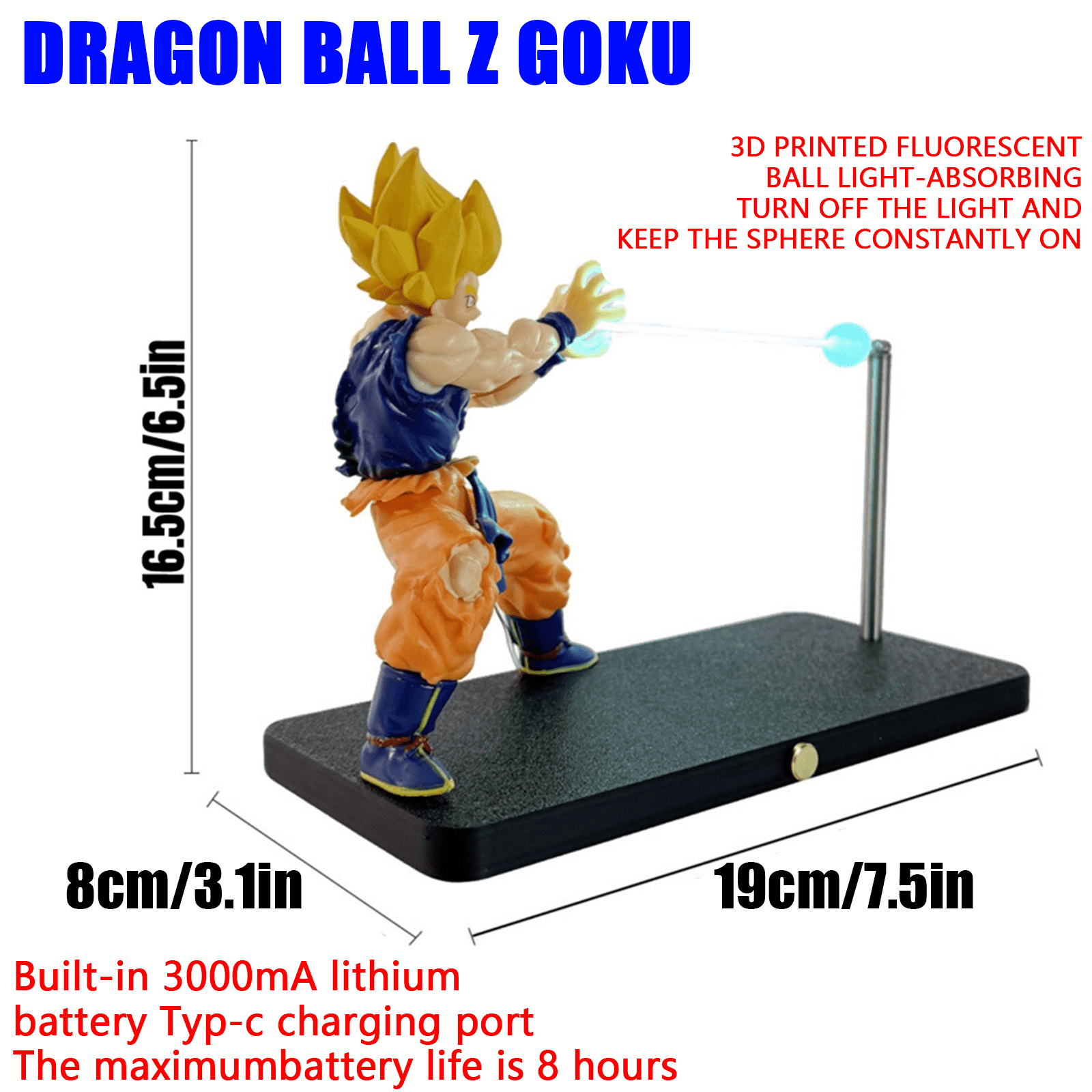 6.5 INCH Exquisite Dragon Ball Z Son Goku Kamehameha Magnetic Touch ...
