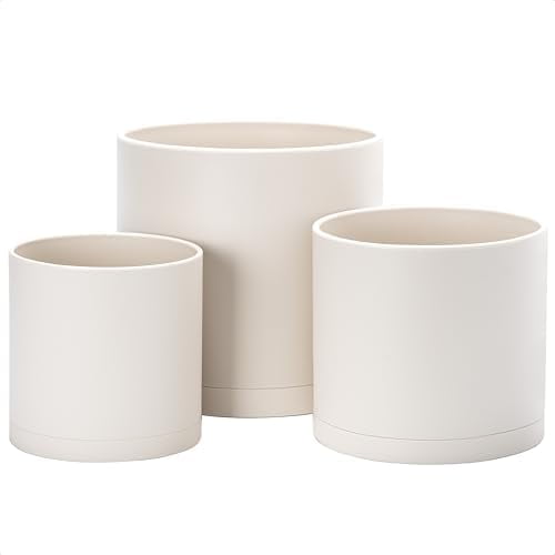 6.5 Inch 8 Inch 10 Inch, Set of 3 Plastic Planter Pots for Plants with ...