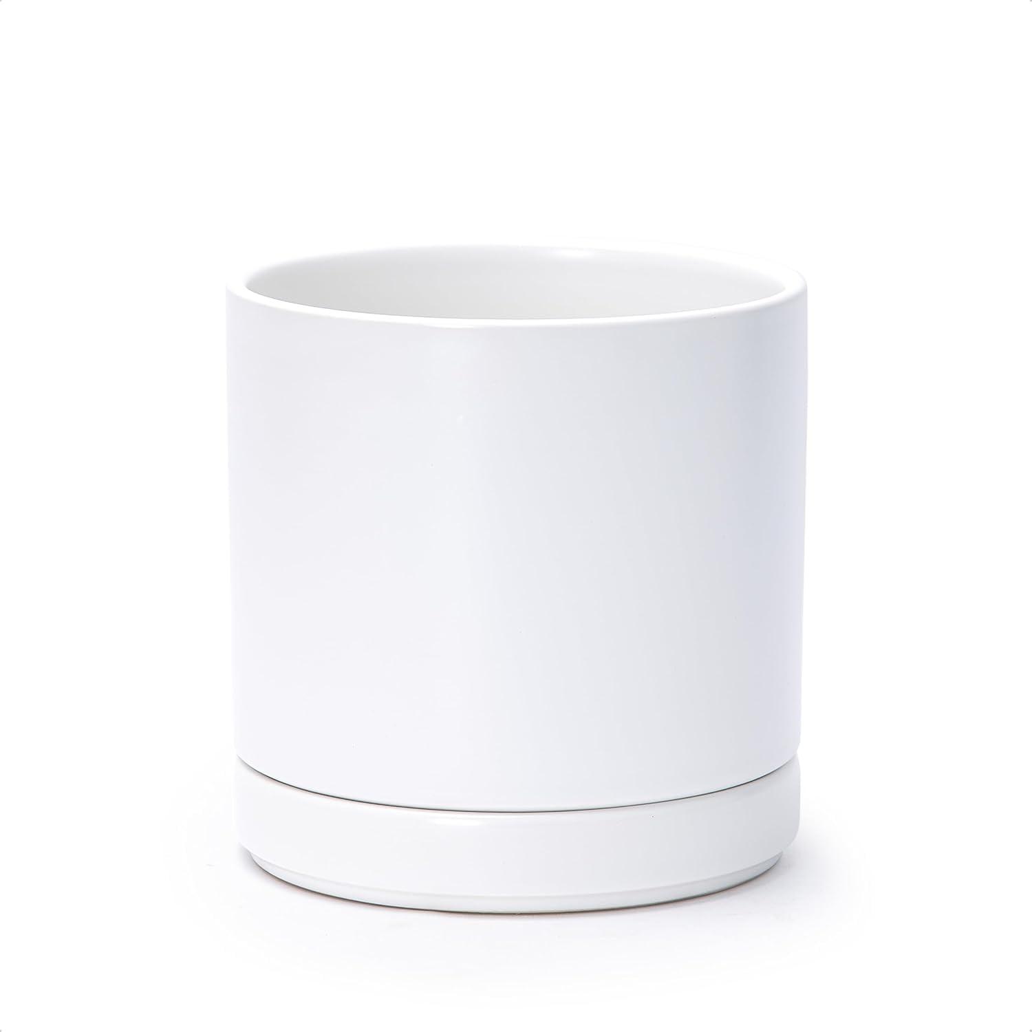 6.5 Inch Ceramic Planter Pot with Drainage Hole and Saucer, Indoor ...