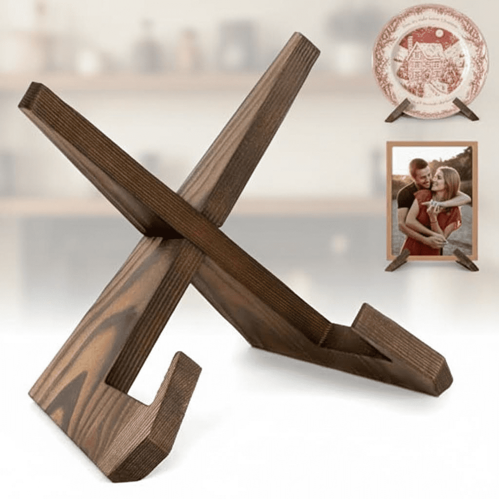 6.5 Inch Decorative Wooden Plate Display Stand - Tabletop Easel for ...