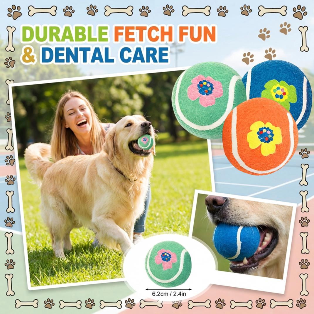 6.5 Inch Durable Dog Chew Tennis Toy Ball, Tough Teeth Cleaning & Gum ...