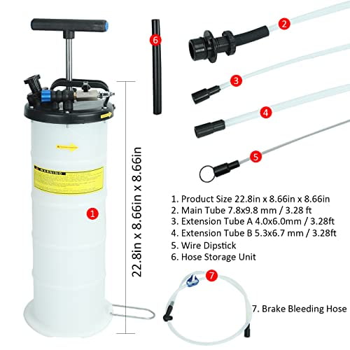 6.5 Liter Pneumatic/Manual Oil Changer Vacuum Fluid Extractor with Fluid Extractor Pump Tank ...