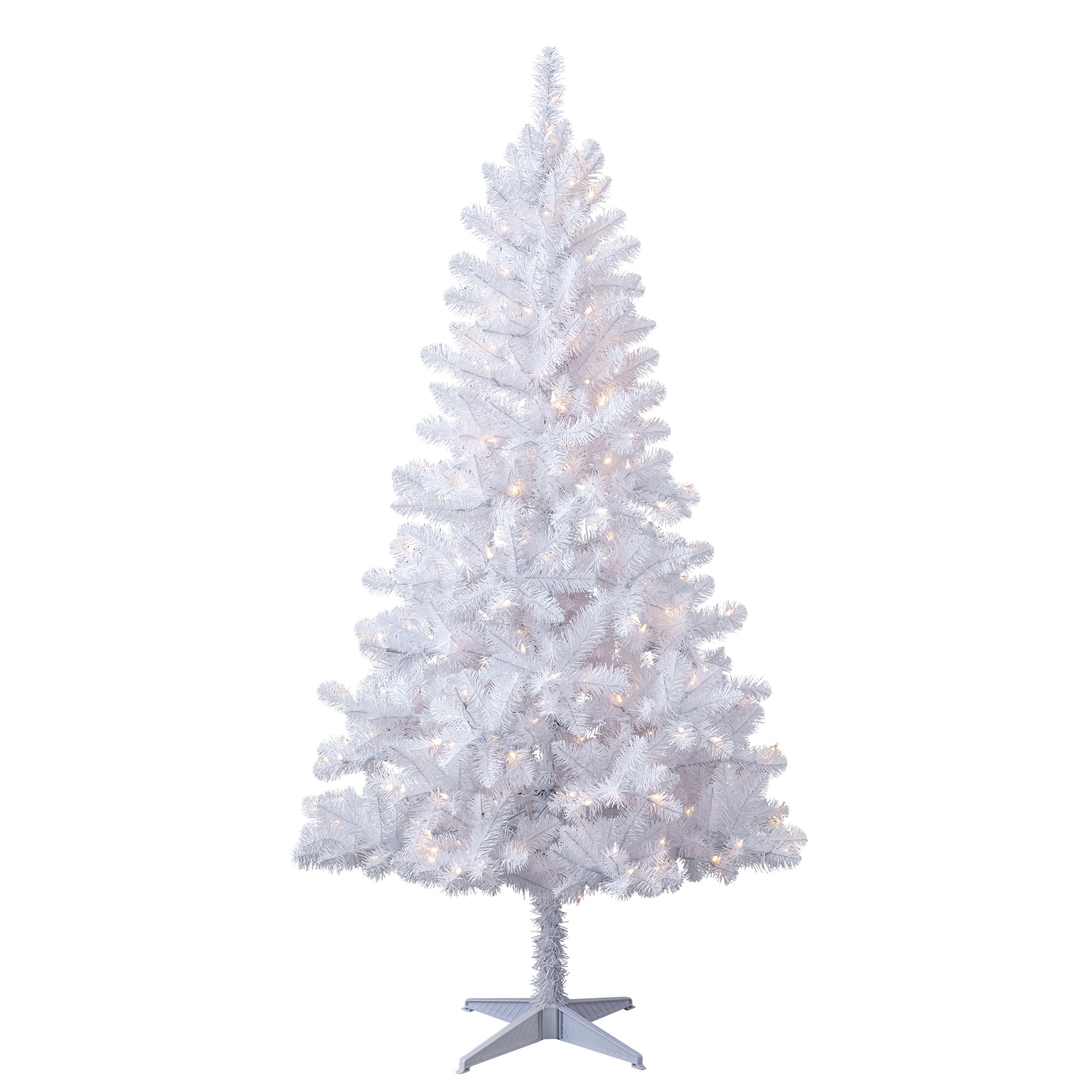 6.5' Pre-Lit Madison Pine White Artificial Christmas Tree with Color ...
