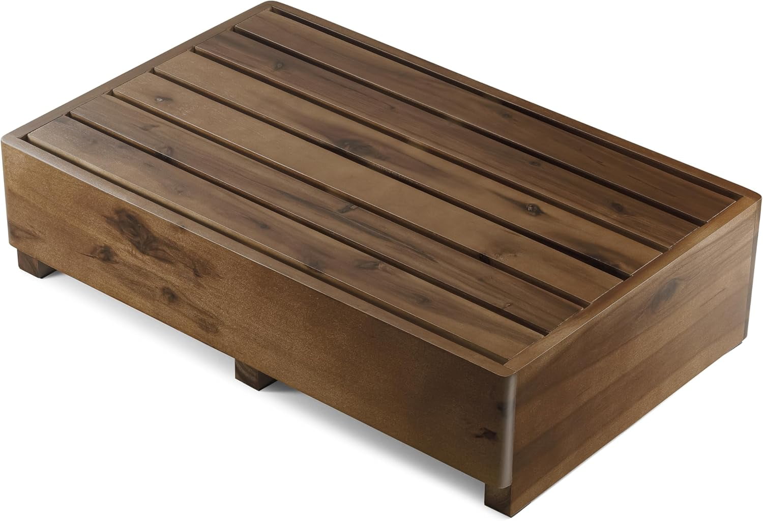 6.5" One Step Stool for Elderly, Walnut Wood High Riser Step Stool for ...