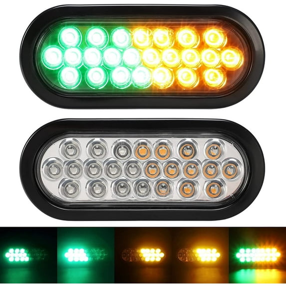6.5" Oval Recessed Strobe Light 24 LED DOT/SAE Approved 2x Amber/Green ...