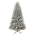Open Box 6.5' Pre-Lit Green Flocked Frisco Pine Artificial Christmas ...