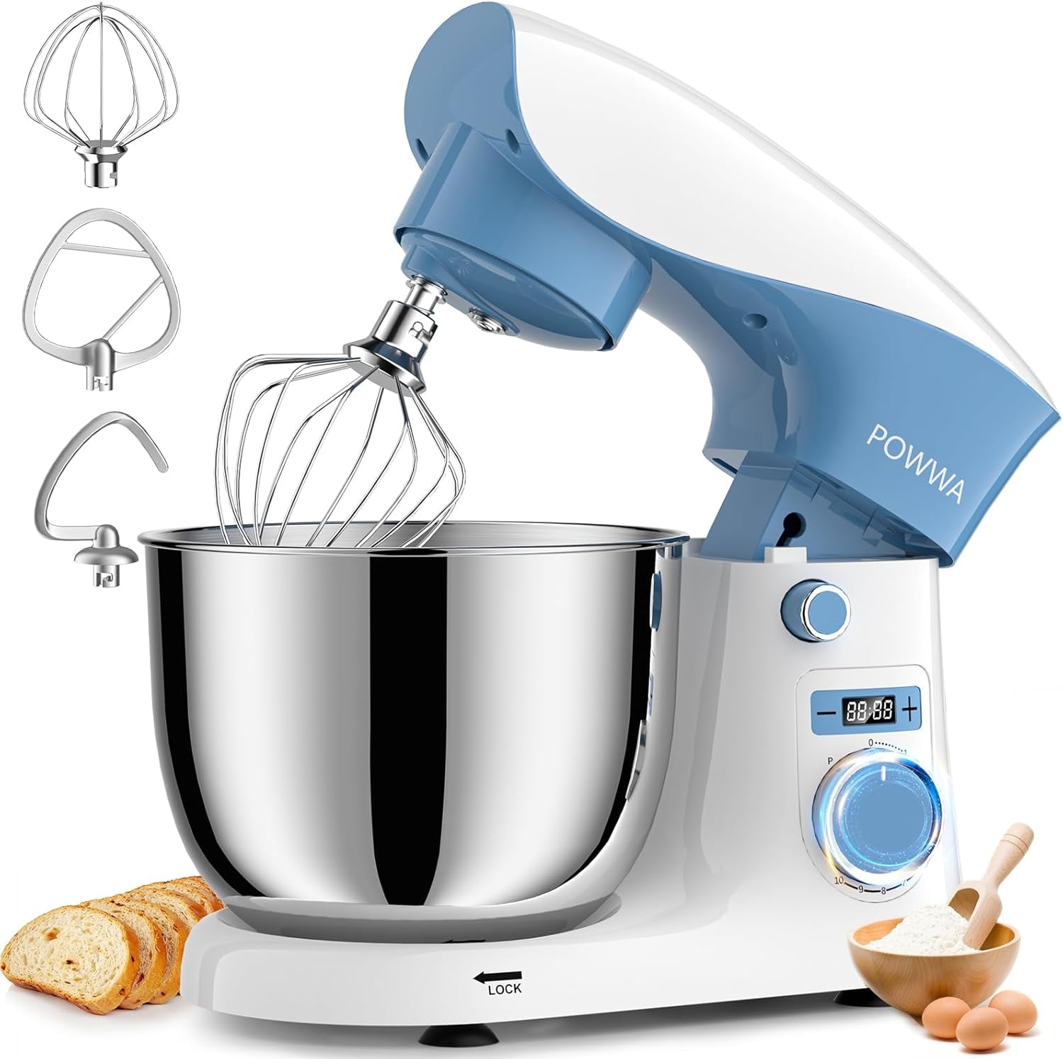 6.5 QT 10 Speeds Tilt-Head Electric Stand Mixer, 3-In-1 Kitchen Mixer ...