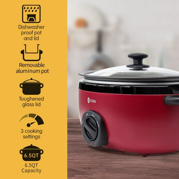 6.5 Quart Slow Cooker, Red - Walmart.com