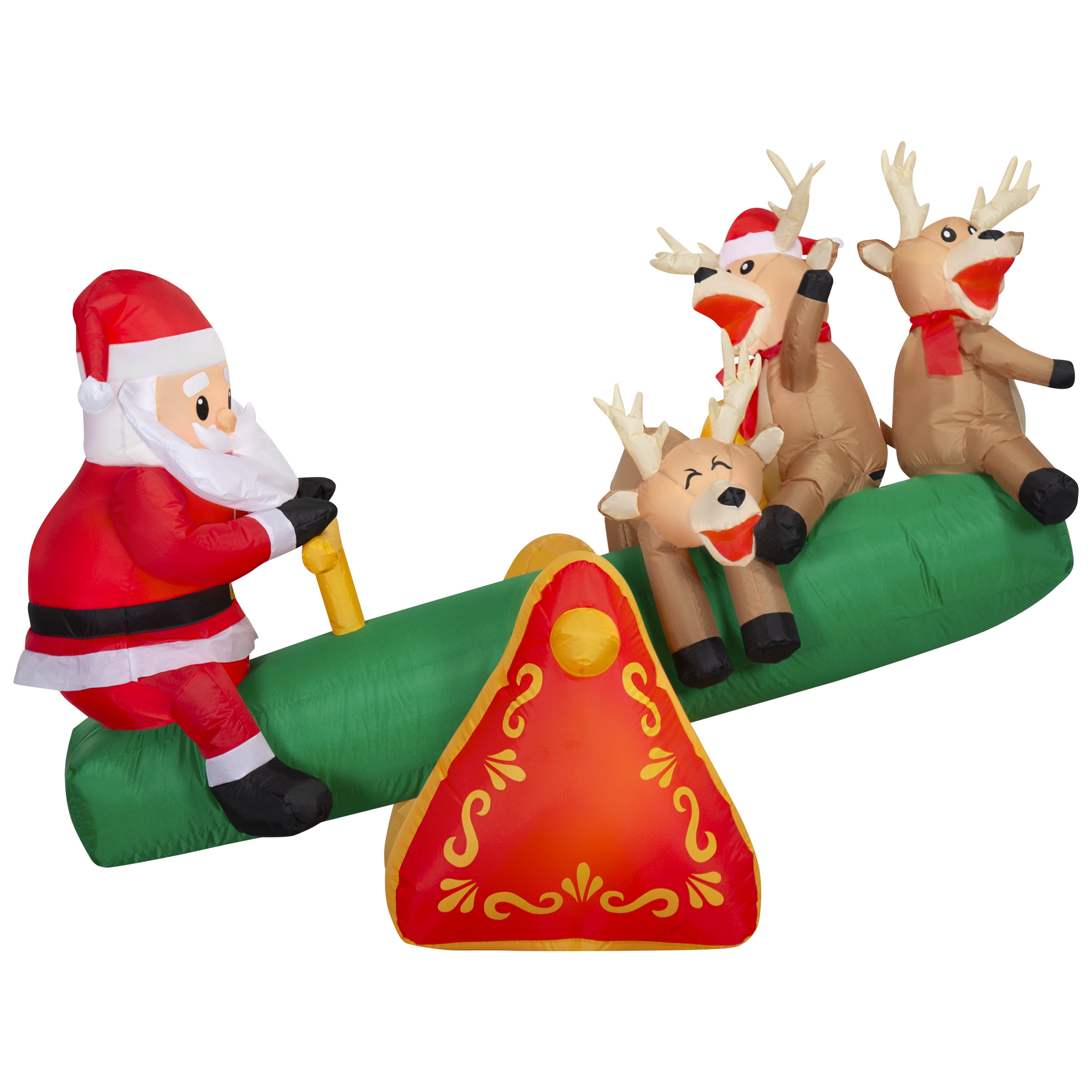 5.3 ft Animated Teeter Totter Santa and Reindeer Christmas Airblown ...