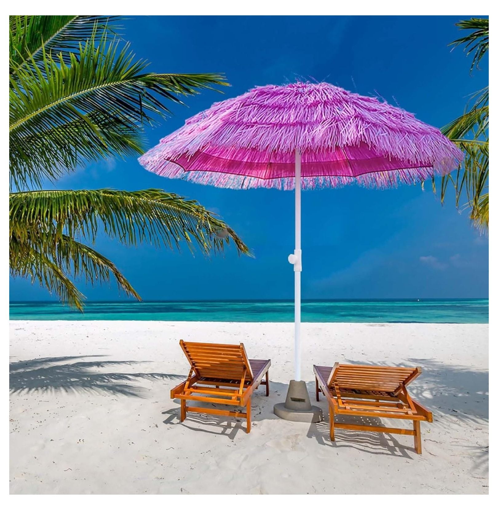 6.5' Thatched Tiki Umbrella Hawaiian Beach Patio Pool Umbrellas Pink ...