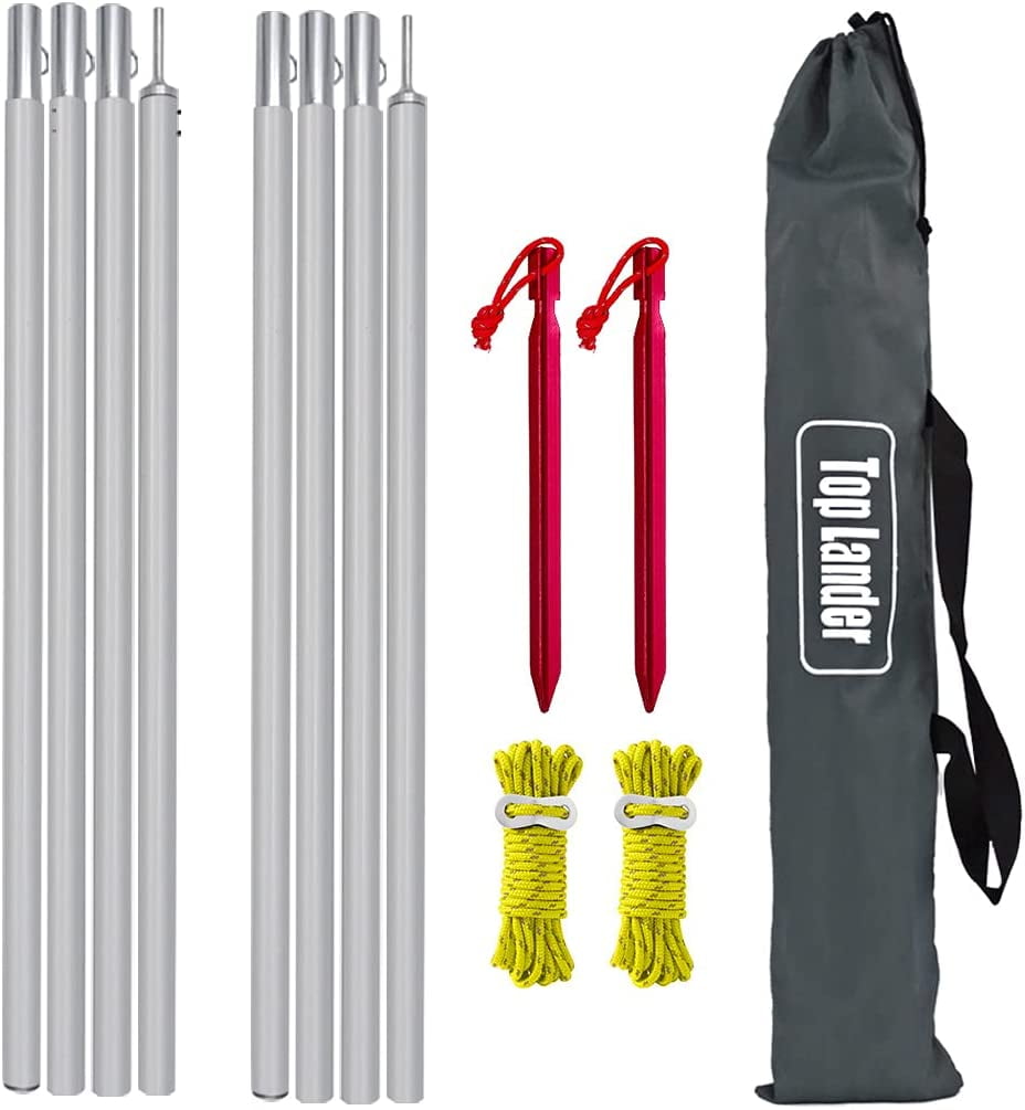 6.5 ft Adjustable Aluminum Tent Poles Kit for Tarp, Ultralight ...