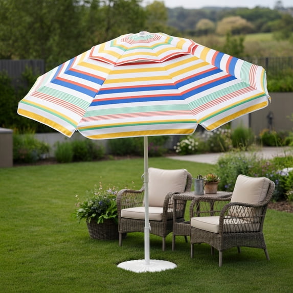 6.5 ft Beach Umbrella with UPF50+ Sun Protection, Push-Button Tilt ...