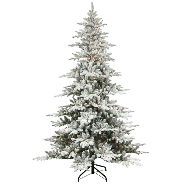 6.5 ft Pre-lit Flocked Utah Fir Tree 1569 PE/PVC Tips 350 UL Clear Incandescent Lights - Walmart.com