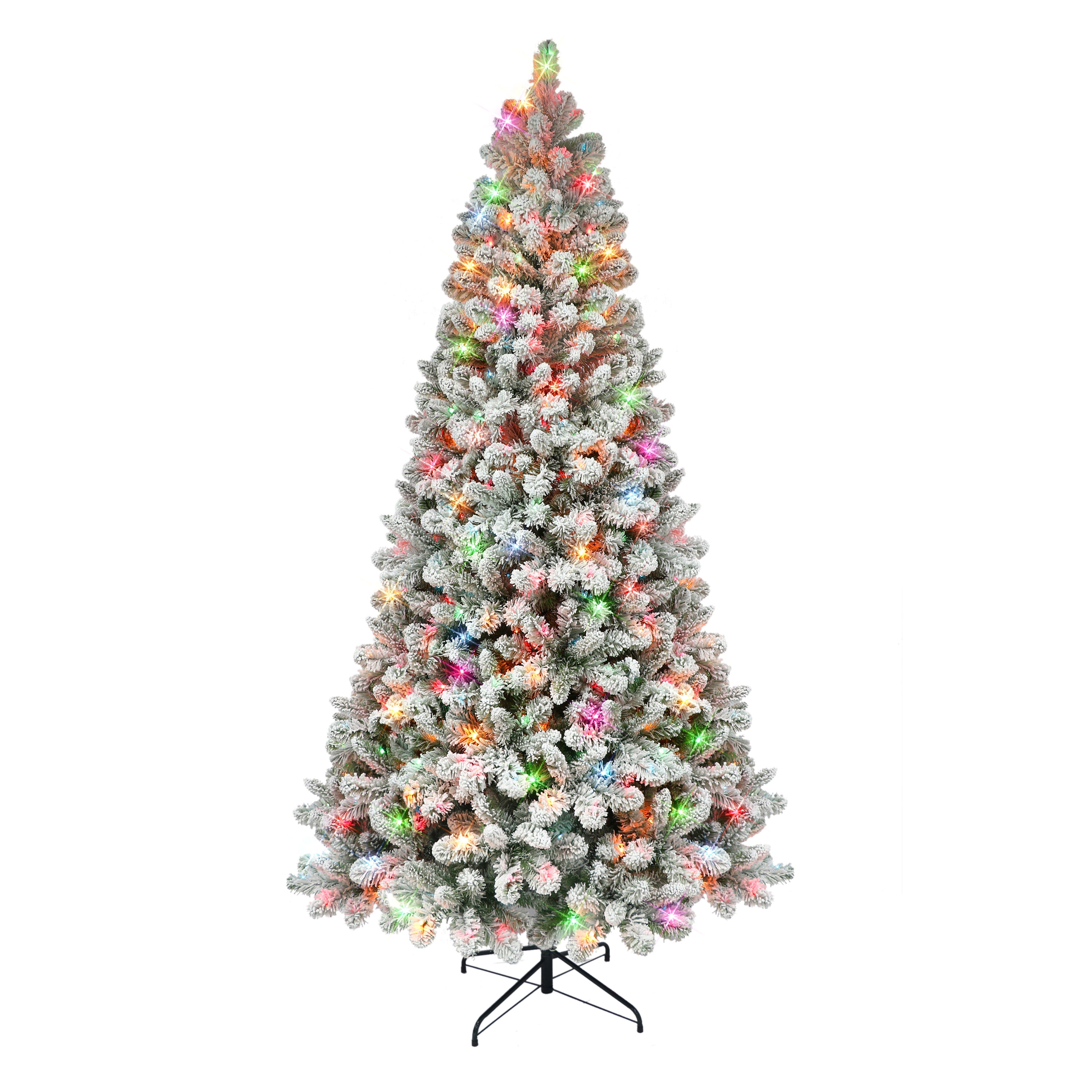 6.5 ft Pre-lit Flocked Virginia Pine Tree 787 tips 300 UL Multi color ...