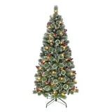 6.5 ft Pre-lit Snowy Valley Pine Tree 559 Tips 200 Warm White LED ...