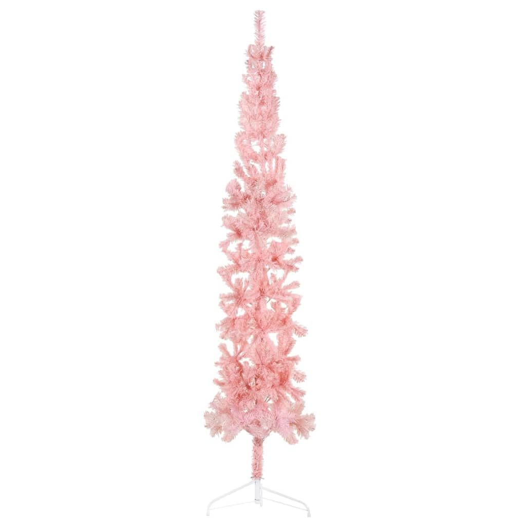 6.5 ft Slim Pre-Lit Pink Artificial Christmas Tree with Stand - Space ...