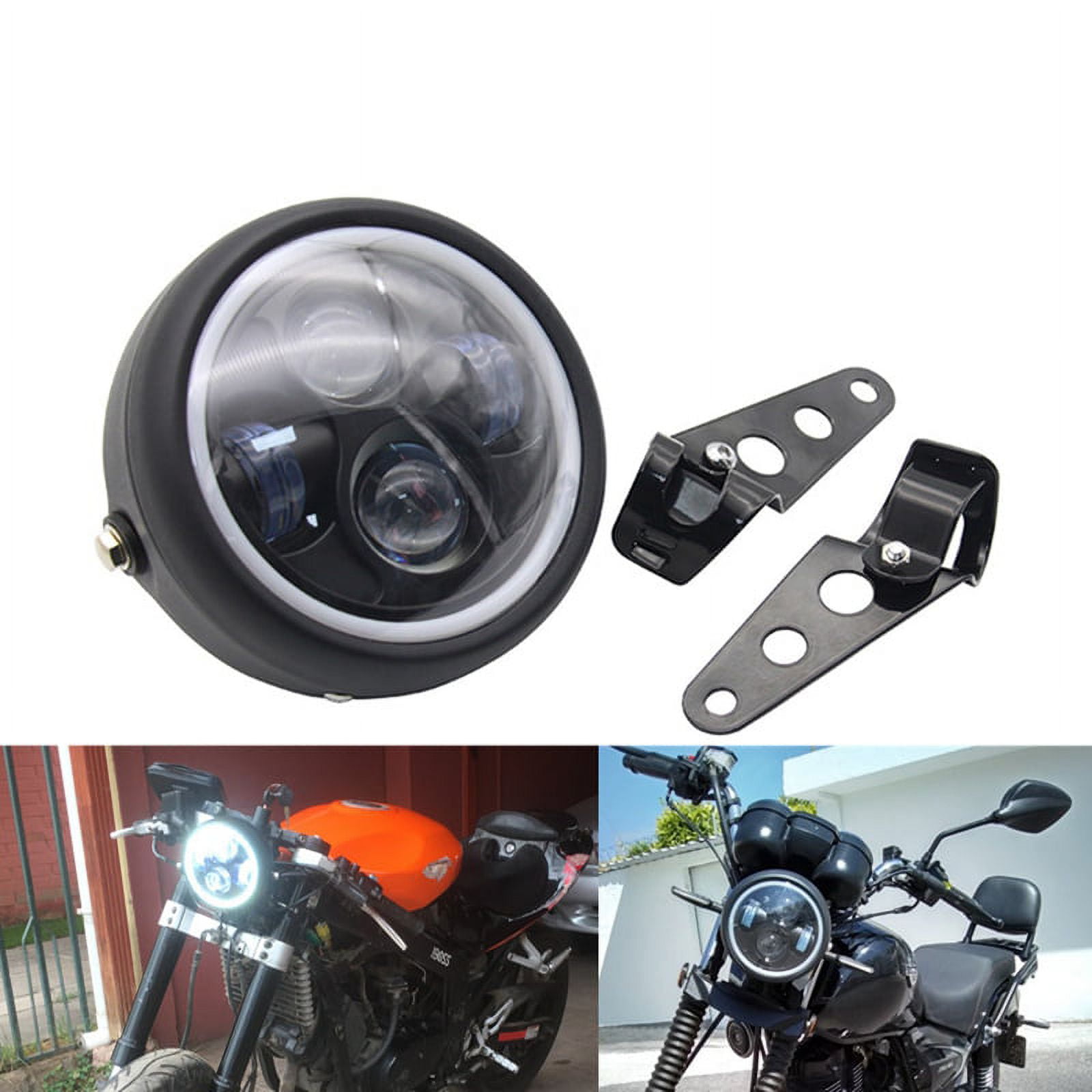 6.5 inch LED Motorcycle Headlight HiLo light lamp Bulb DRL for Cafe ...