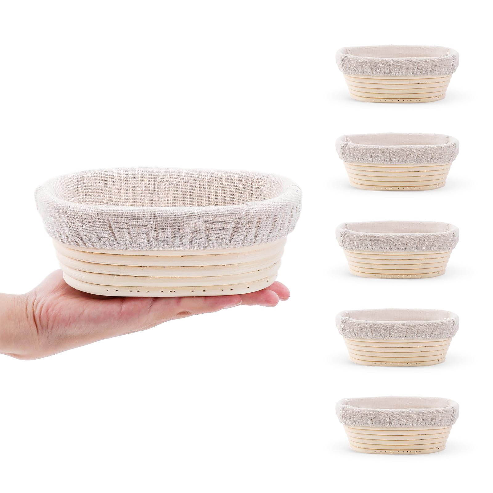 6.5 inch Oval Bread Proofing Basket Set 5-pack For Home Baking ...