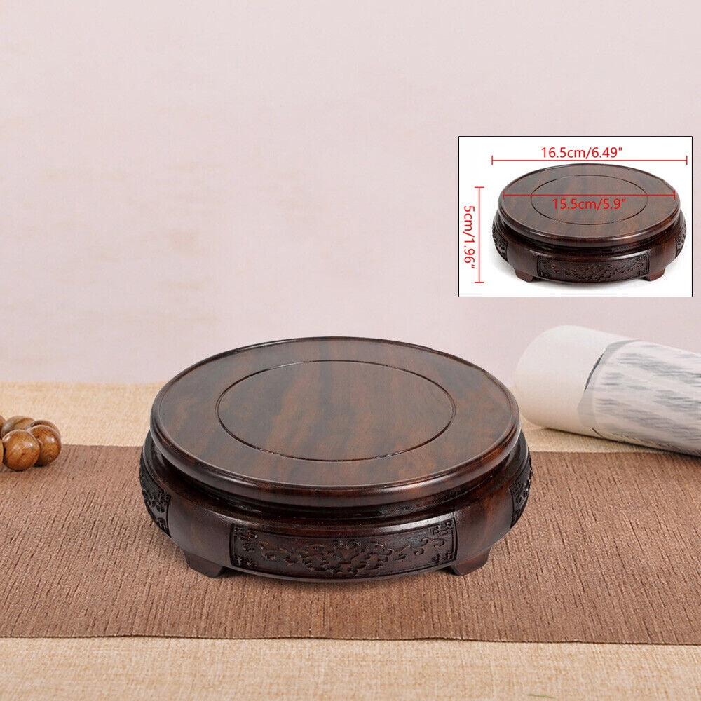 6.5 inch Wooden Round Teapots Base Display Stand Vase Flower Pot Bonsai ...
