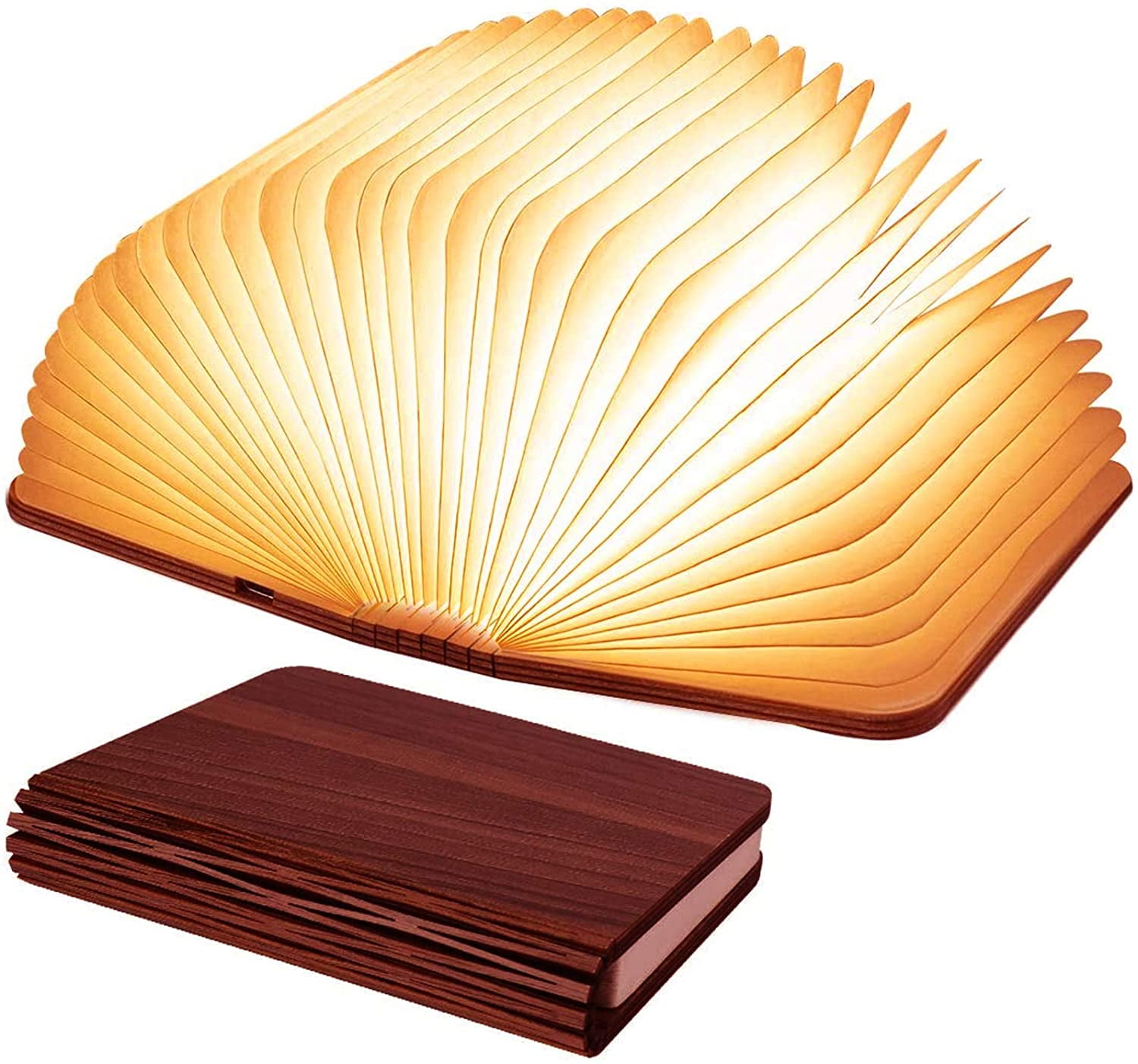 6.5-inch foldable paper book lamp features a book-shaped nightlight, an ...