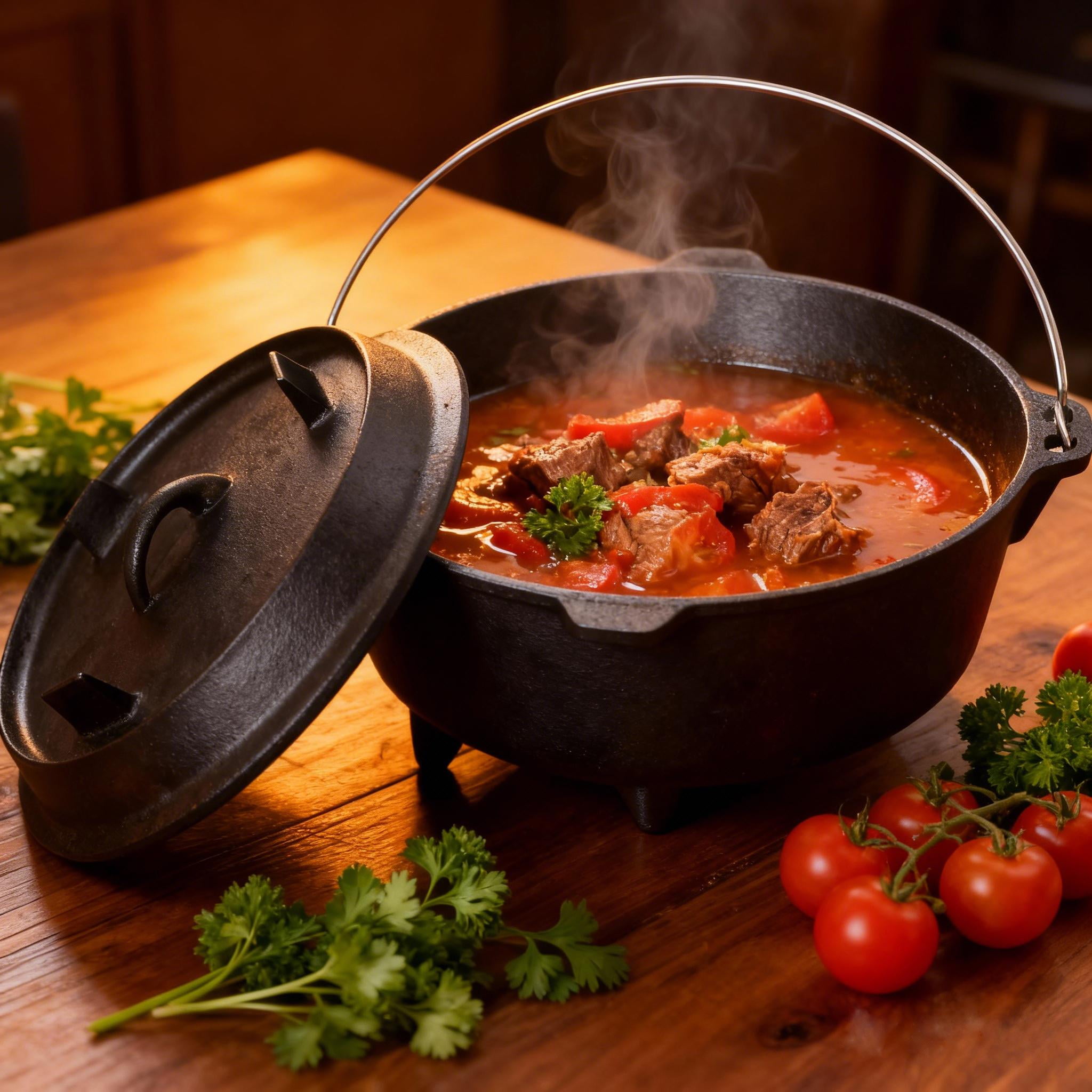 6-Quart Cast Iron Dutch Oven Pot with Lid, Featuring With frying pan ...