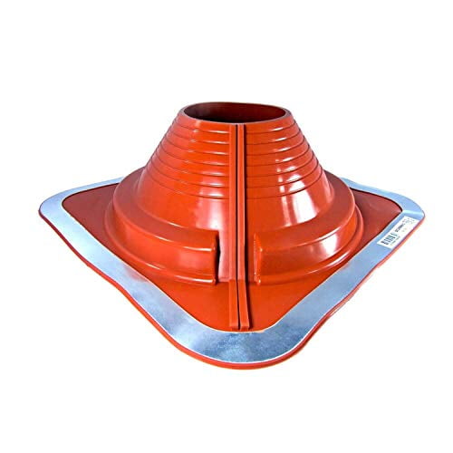 #6 (5" to 9") DEKTITE Square Base Combo Pipe Flashing Boot: RED High Temp Silicone Square Base ...